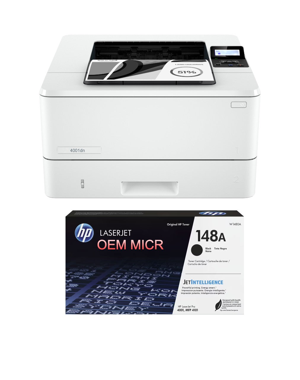 HP 4001dn LaserJet Pro Printer and 1 HP OEM 148A W1480A MICR Cartridge ...