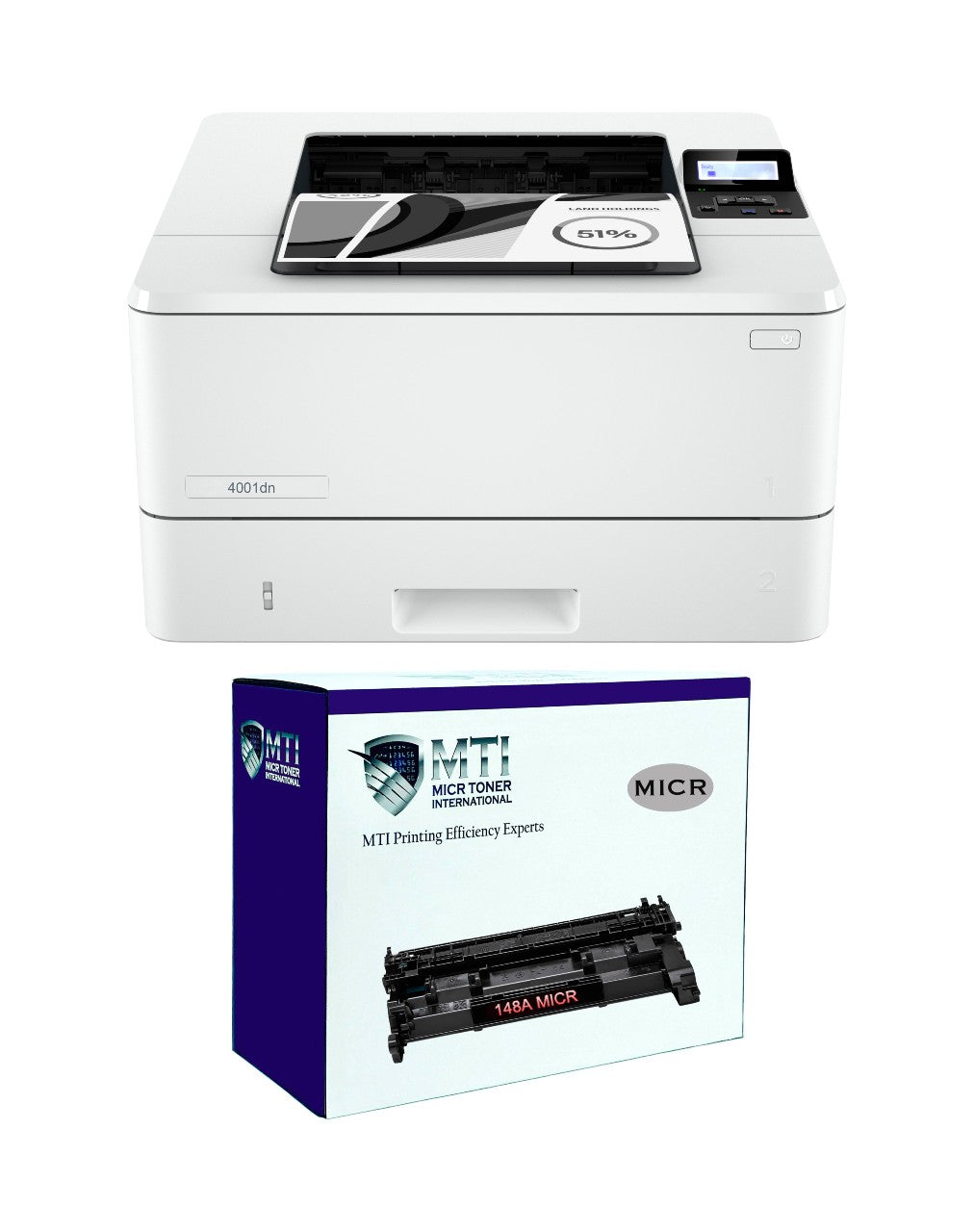 HP 4001dn LaserJet Pro Printer and MTI 148A W1480A MICR Cartridge ...